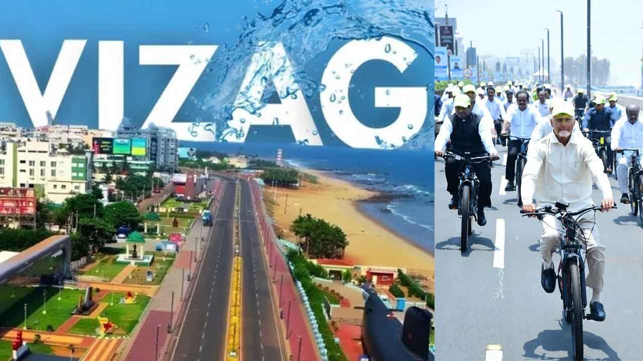 Naidu pedals cycle in Vizag to spread green message